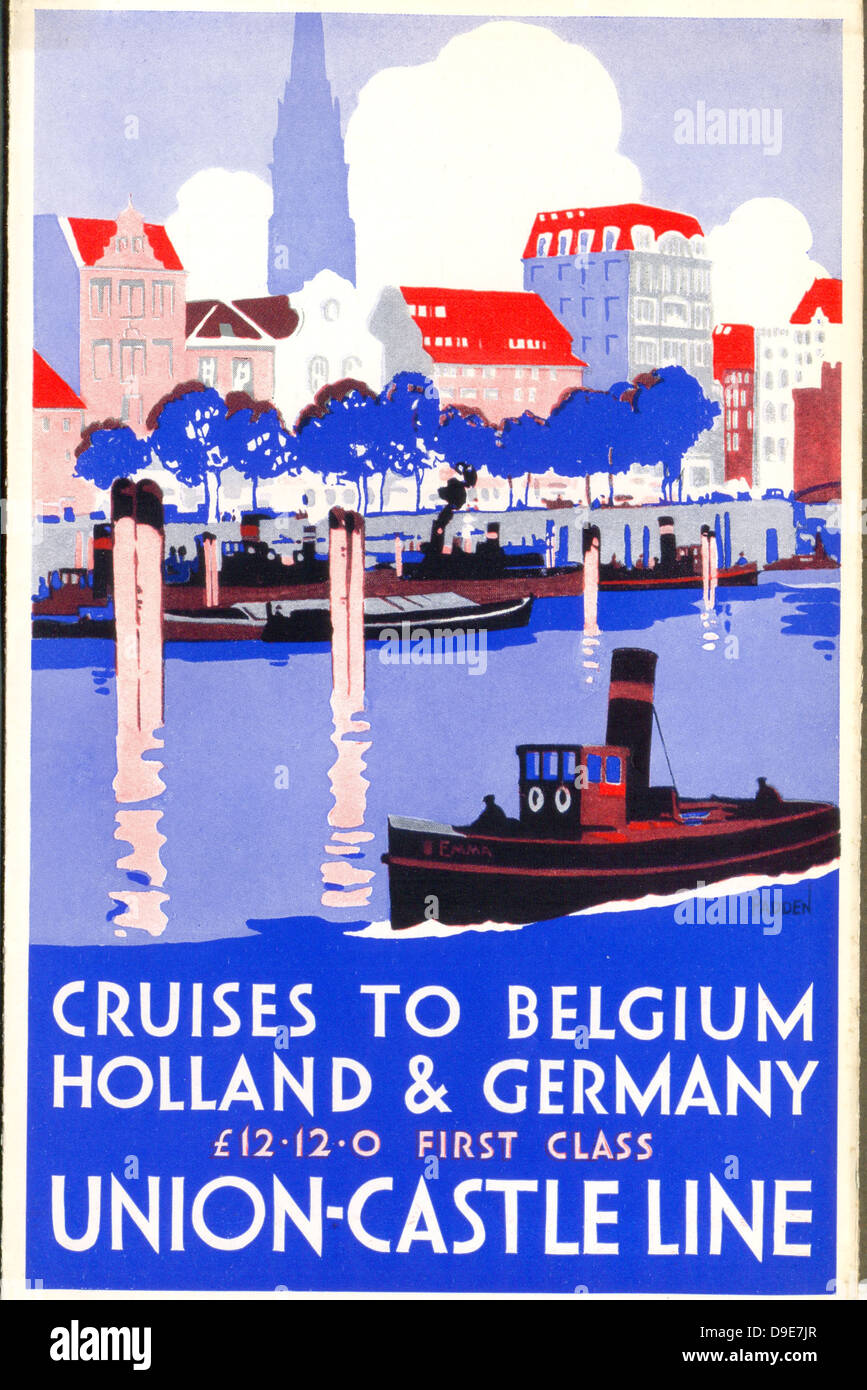 Advertisement leaflet for Union Castle Tours to Belgium, Holland and ...