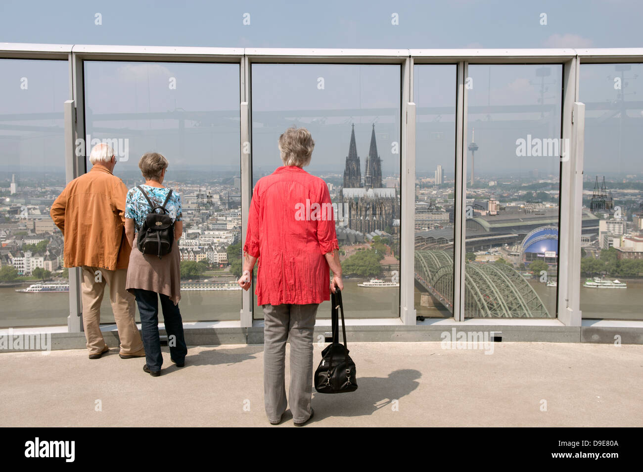 Sightseers on the observation deck of the Triangle building, Cologne ...