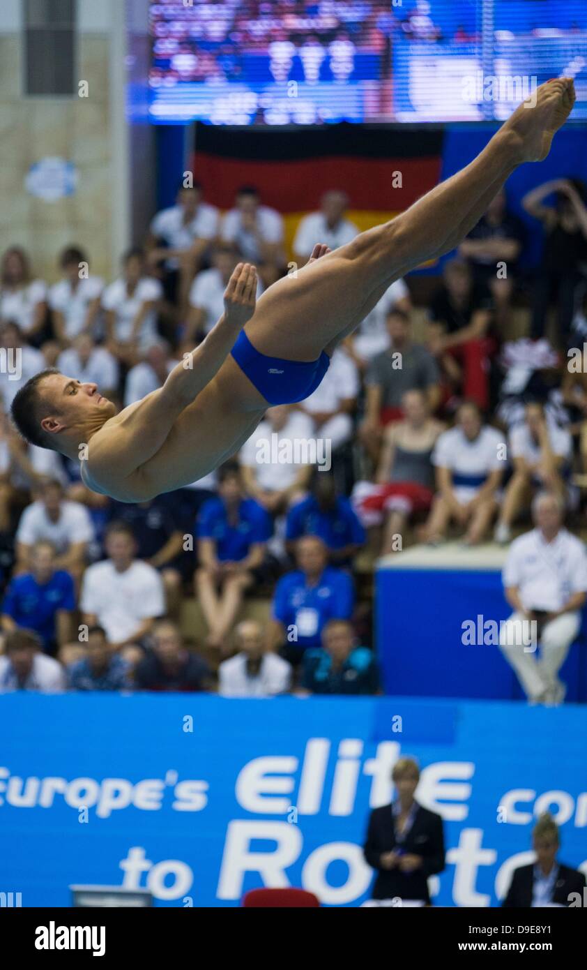 Germany's Sascha Klein jumps during the team final at the European ...