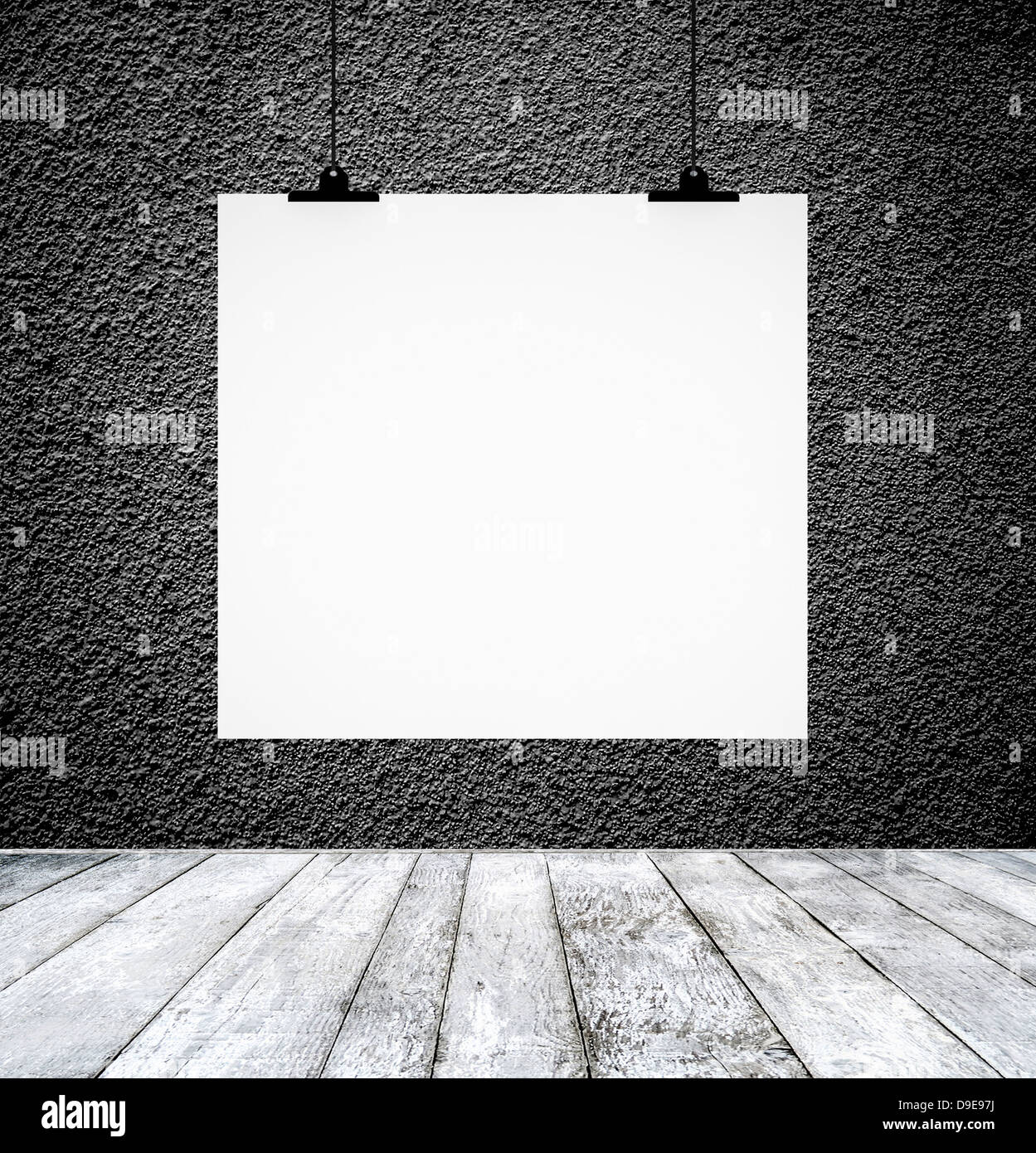 Blank paper board in grunge room Stock Photo - Alamy