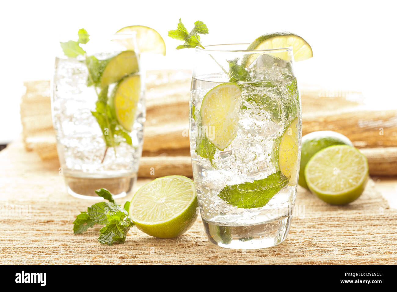 Freshly Made Mojito with Lime and mint leaves Stock Photo - Alamy