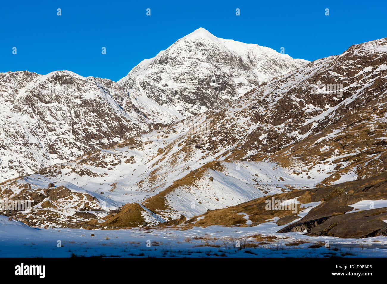 View towards Snowdon Summit (Yr Wyddfa) from Miners Track, Snowdonia ...