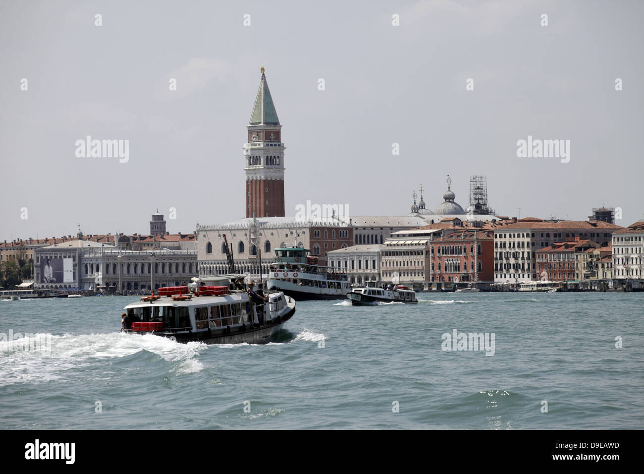 PASSENGER FERRIES & SAN MARCO CAMPANILE VENICE ITALY 13 July 2012 Stock ...