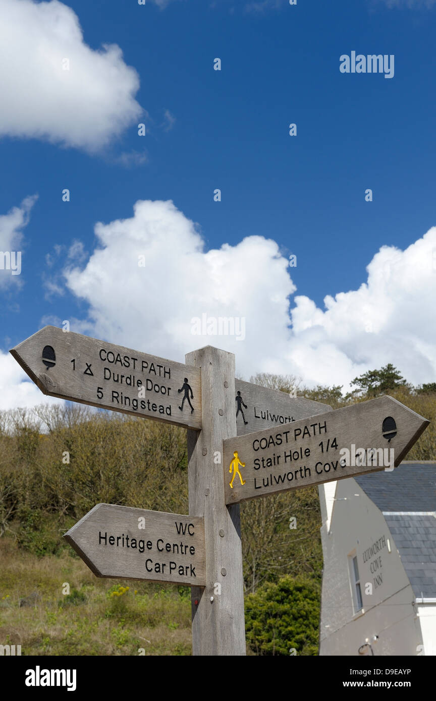 Coast footpath signs Lulworth Cove Dorset England uk Stock Photo - Alamy