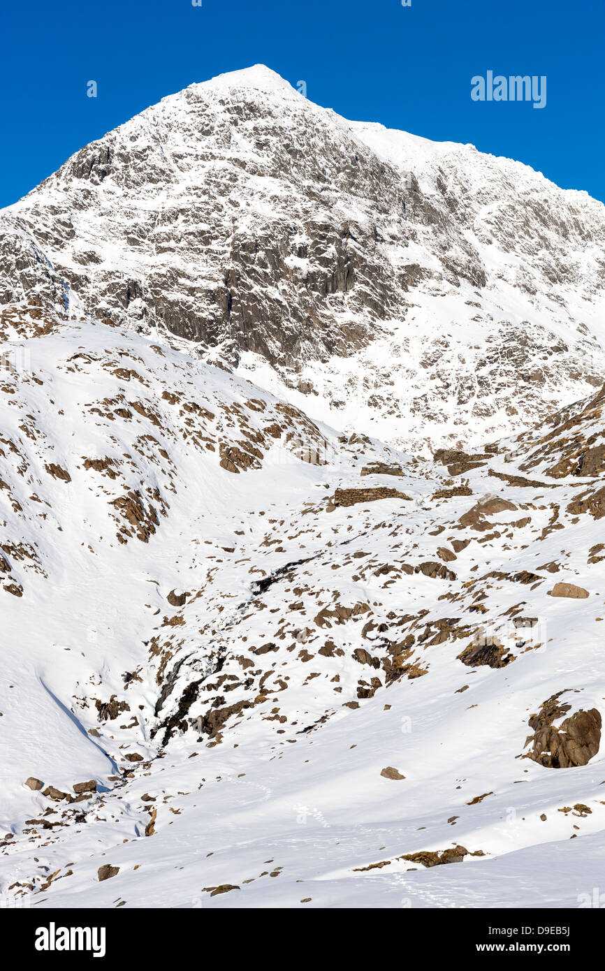 View towards Snowdon Summit (Yr Wyddfa) from Miners Track, Snowdonia ...
