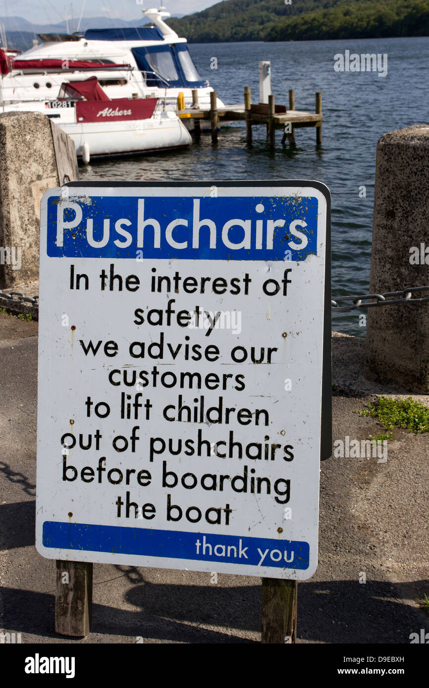 Windermere Lake Cruises sign at Lakeside on Lake Windermere advise re ...