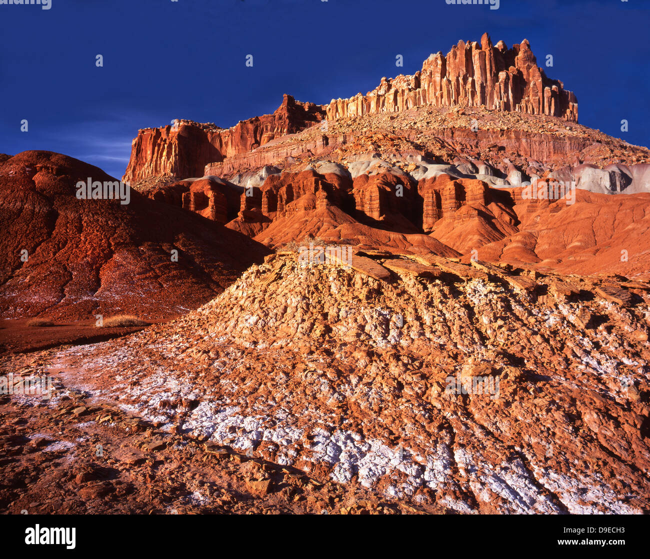 The Castle in evening light as seen from HWY 24 in Capitol Reef ...