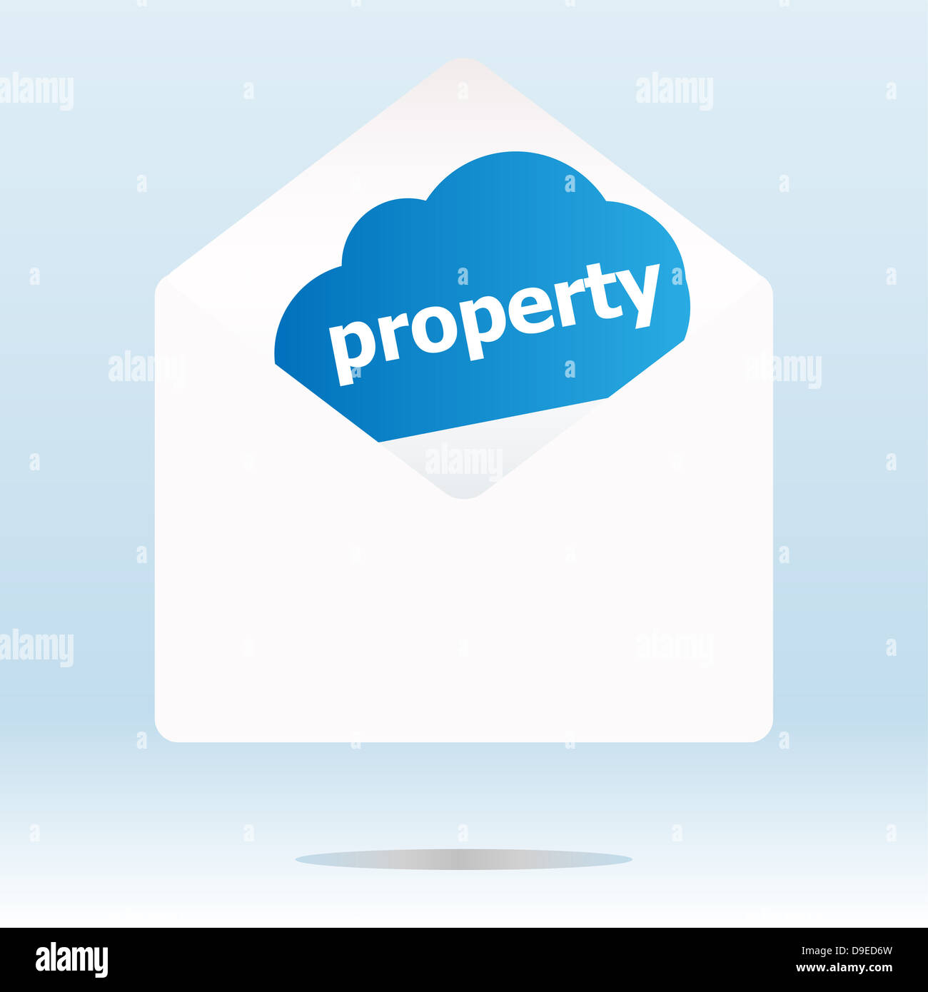 property word on blue cloud, paper mail envelope Stock Photo - Alamy