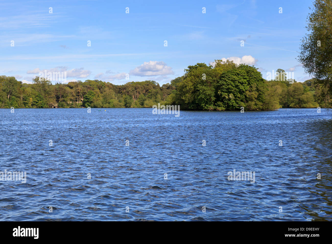 The Mere with Moscow Island at Ellesmere Shropshire Stock Photo - Alamy