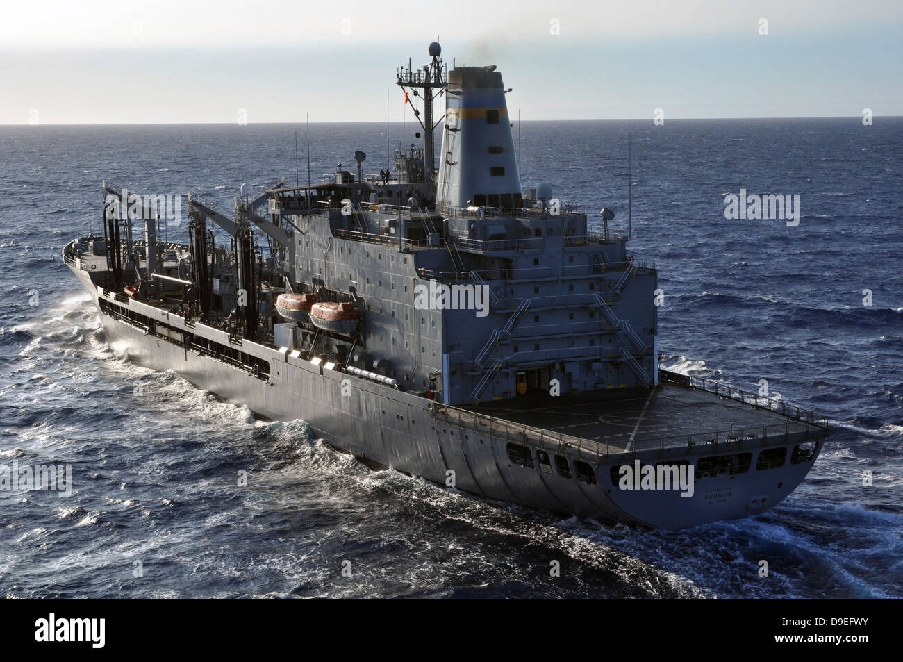 The Military Sealift Command fleet replenishment oiler USNS Guadalupe transits the Pacific Ocean ...