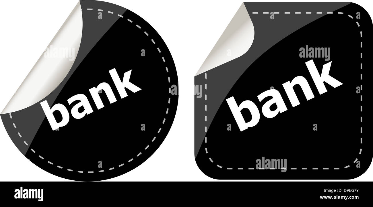 back word on black stickers button set, business label Stock Photo - Alamy