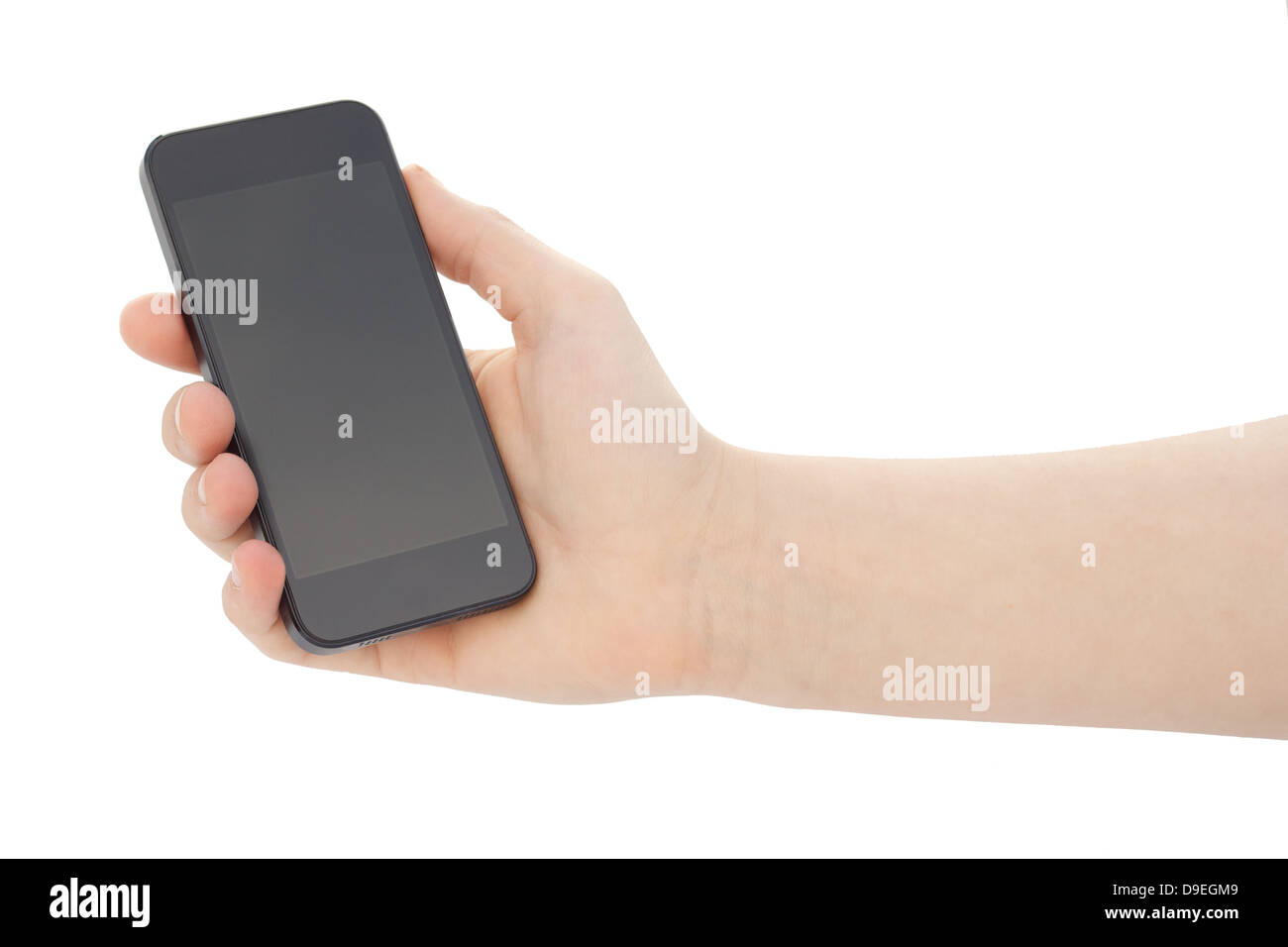Hand Holding Smartphone device Stock Photo - Alamy