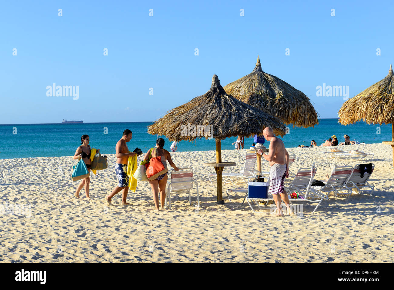 Thatched Huts at Eagle Beach Aruba Oranjestad Netherland Antilles NA ...