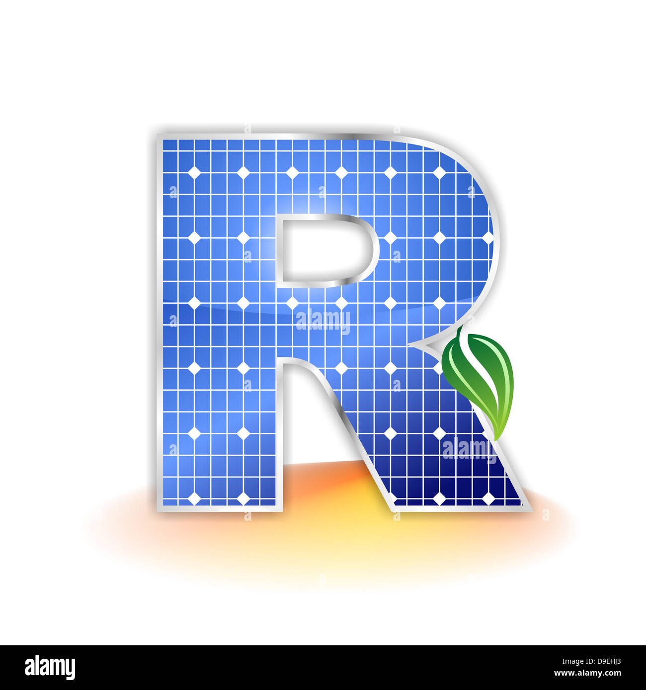 R, capital, letter R, solar panel, illustration, icon, texture Stock ...