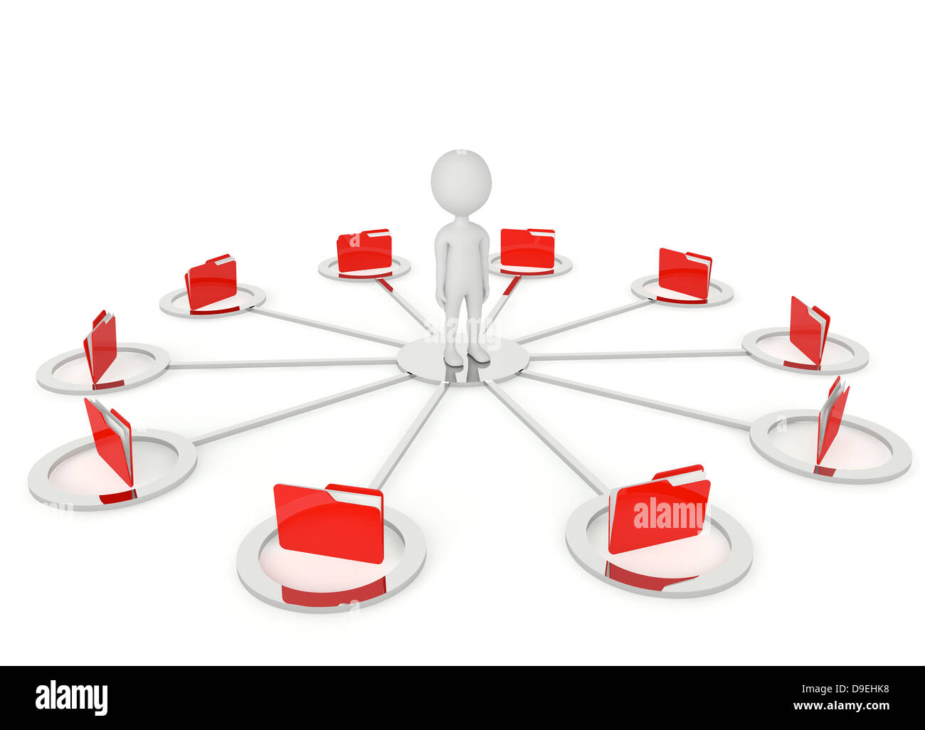 Network concept with red file folder on white Stock Photo - Alamy