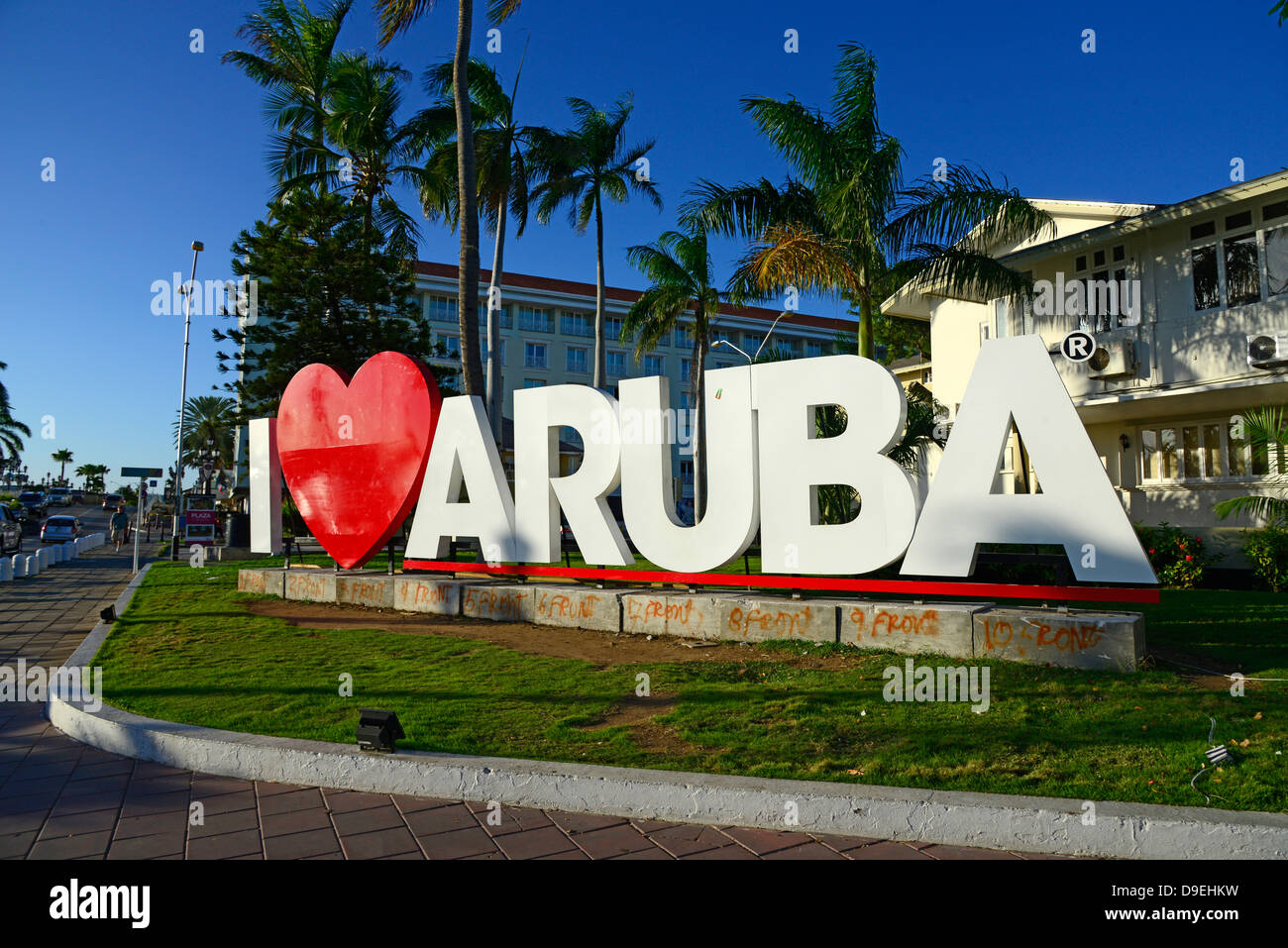 I Love Aruba Sign Oranjestad Netherland Antilles NA Caribbean Stock ...