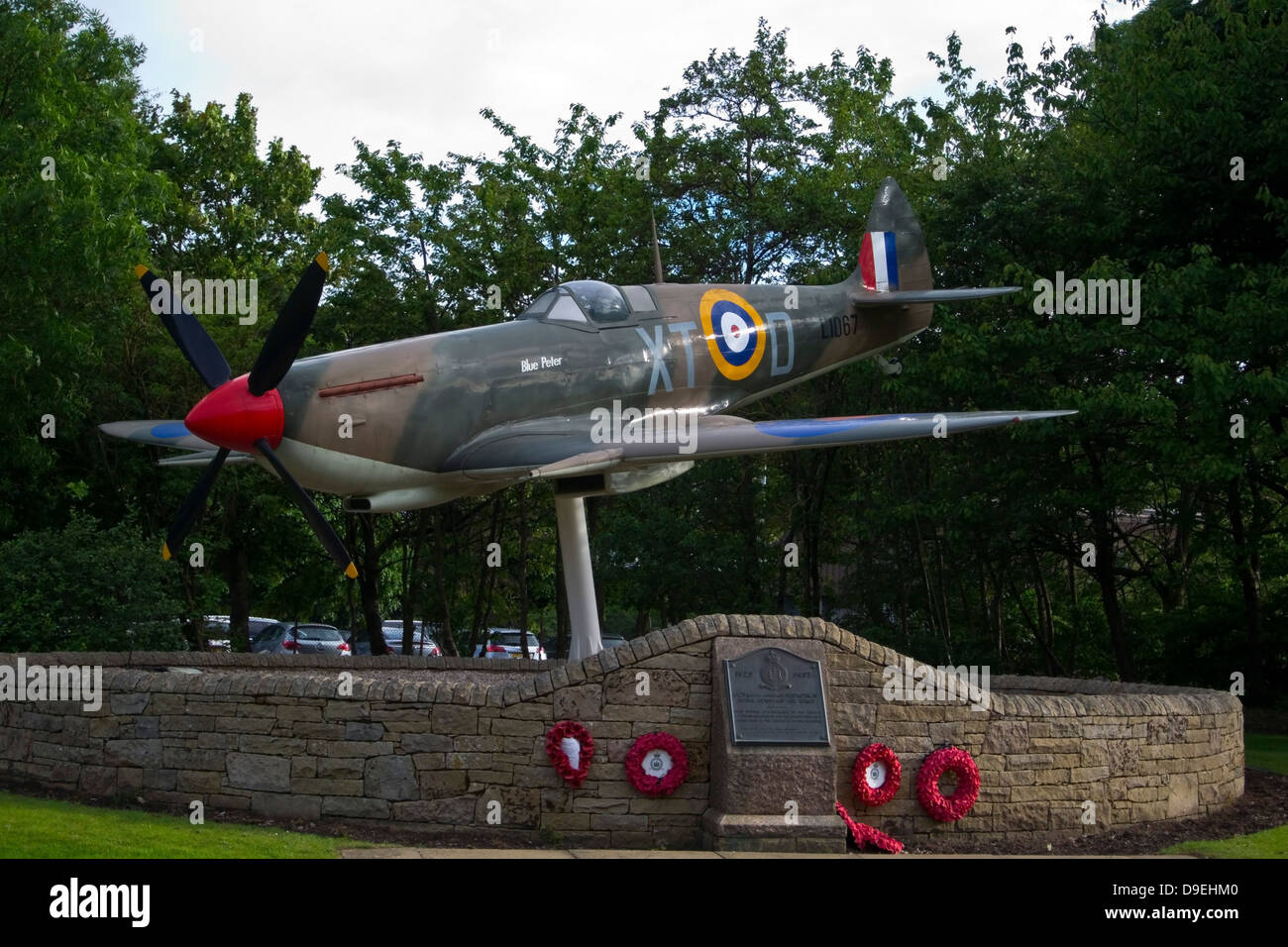 Spitfire Fighter Aircraft Blue Peter Memorial Edinburgh Airport Stock ...