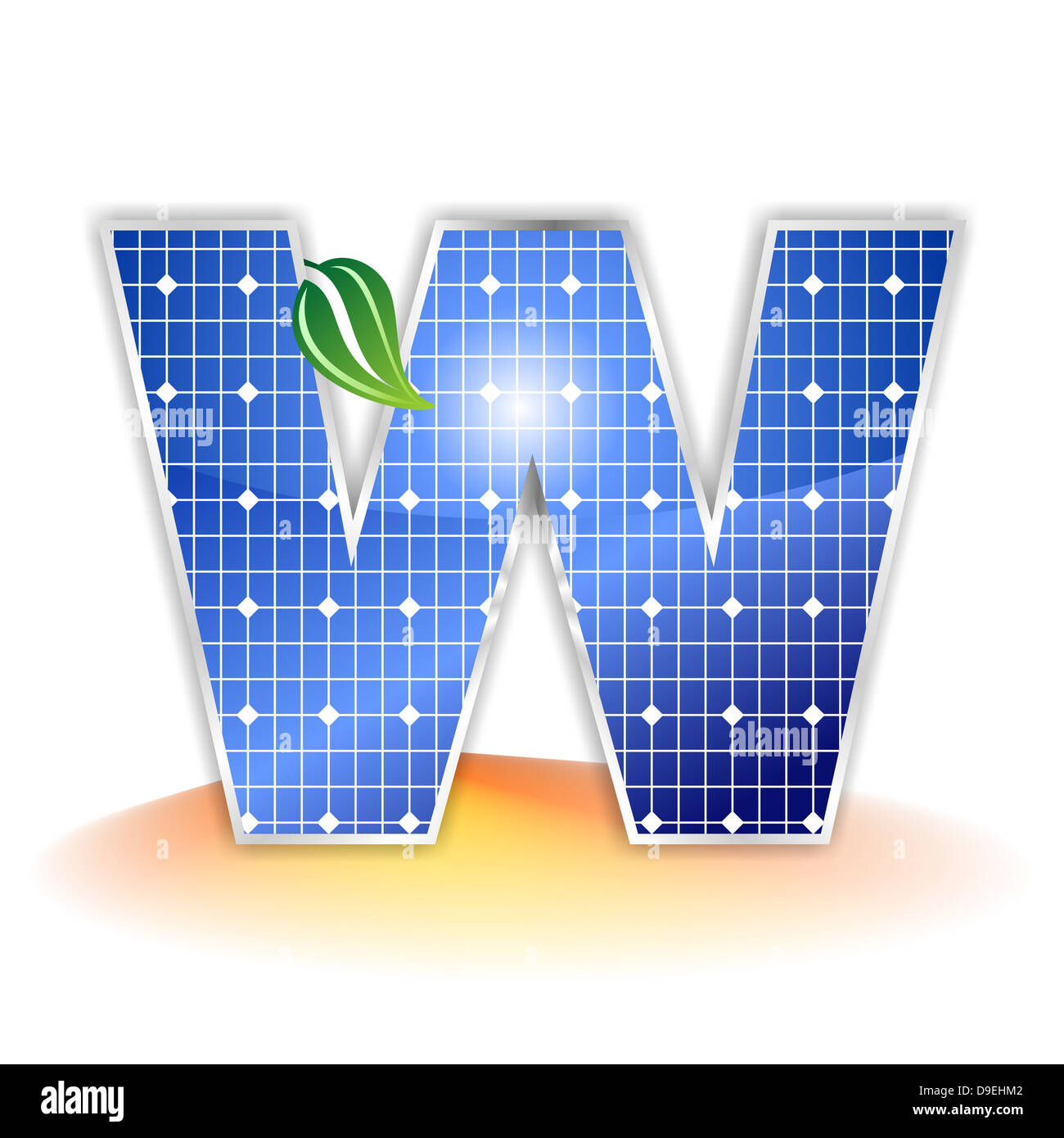 W, capital, letter W, solar panel, illustration, icon, texture Stock ...