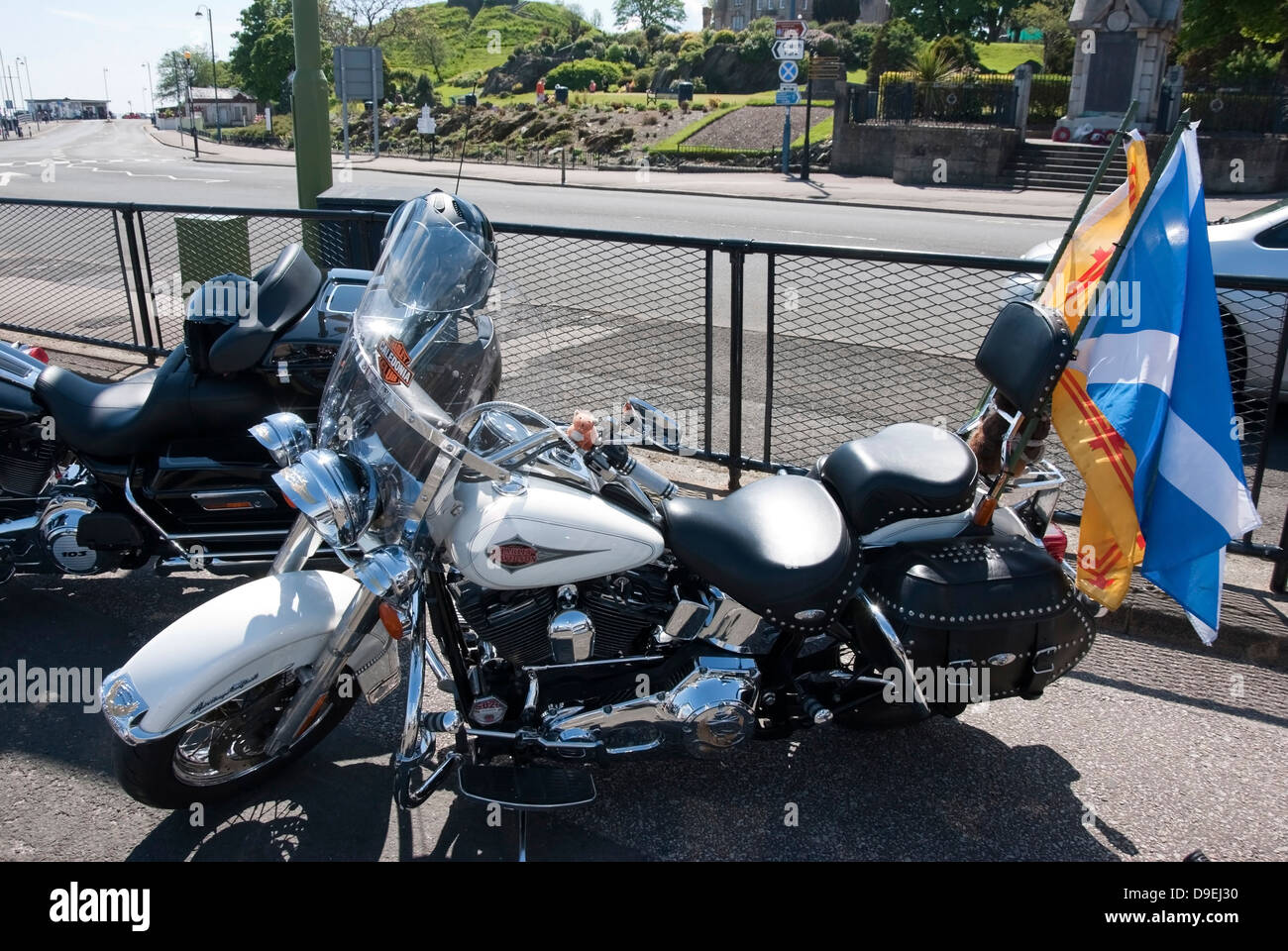 White Harley Davidson Heritage Softail Motorbike Stock Photo - Alamy