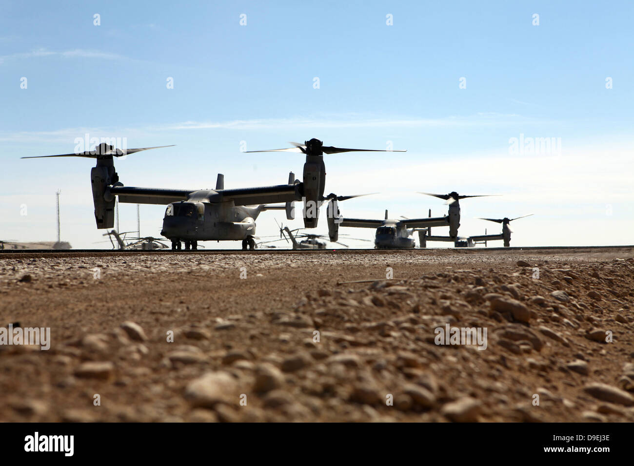 V-22 Osprey tiltrotor aircraft arrive at Camp Bastion, Afghanistan ...