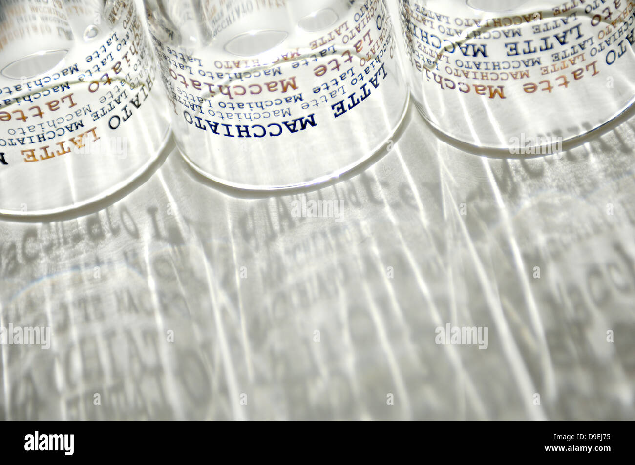 Slatted Macchiato glasses Stock Photo - Alamy
