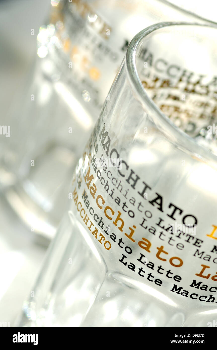 Slatted Macchiato glasses Stock Photo - Alamy