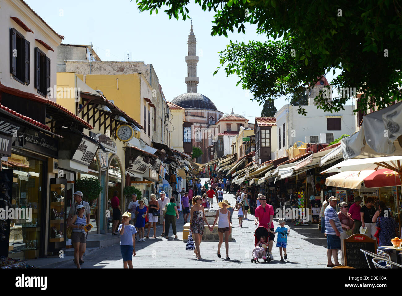 Sokratous Street showing Suleiman Mosque, Old Town, City of Rhodes ...