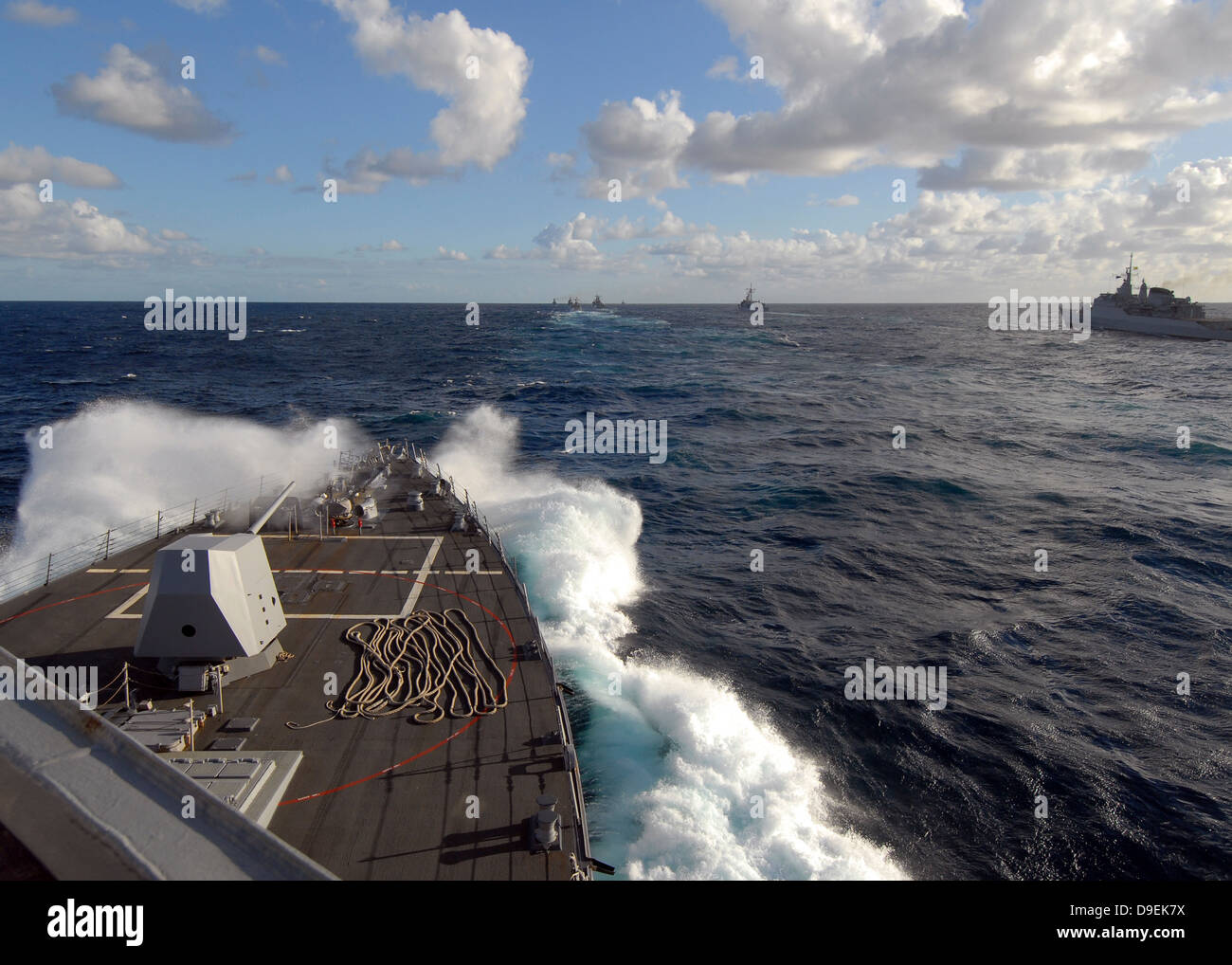 The guided-missile destroyer USS Nitze is underway in the Atlantic ...