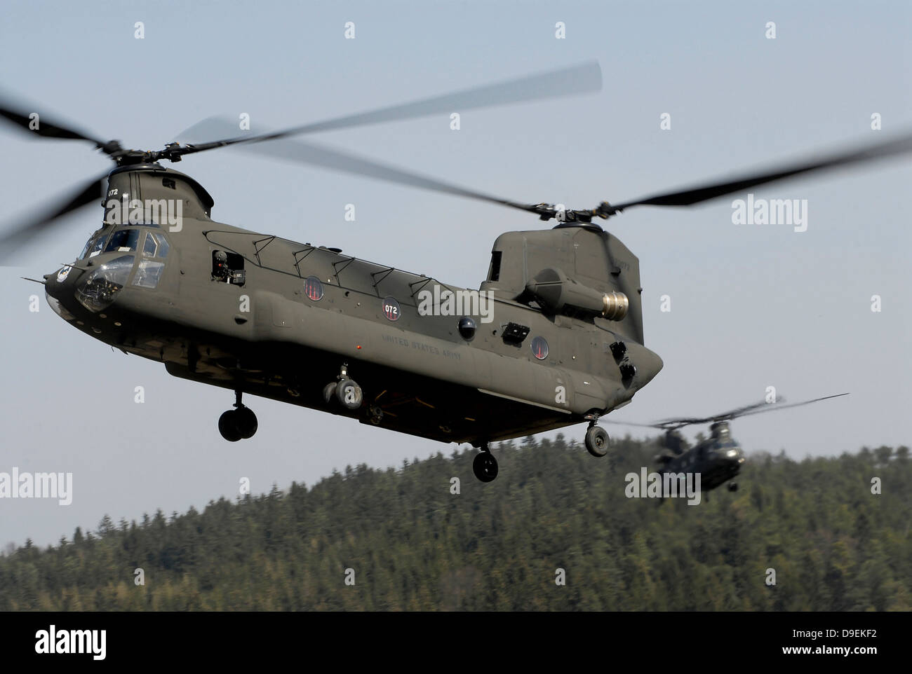 Two CH-47 Chinook helicopters in flight Stock Photo - Alamy