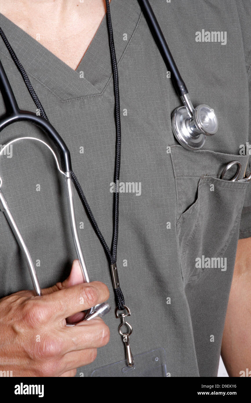A male wearing scrubs and a stethoscope Stock Photo - Alamy