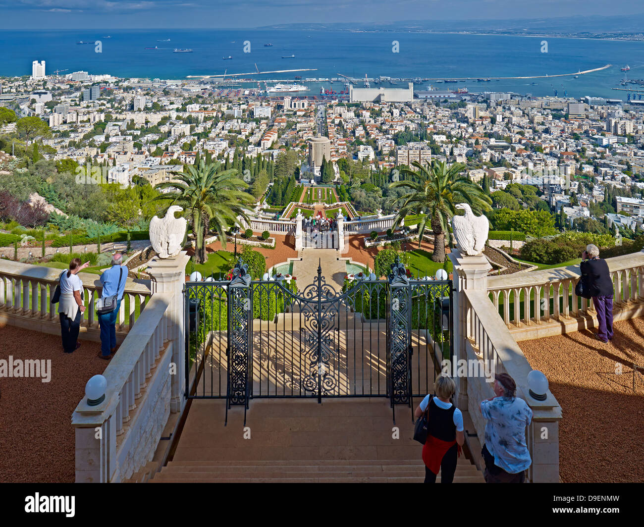View from the Baha'i World Centre on Mount Carmel in Haifa, Israel ...