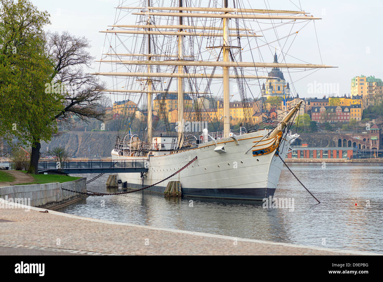 The popular Hostel Ship Af Chapman in early summer, Stockholm, Sweden ...