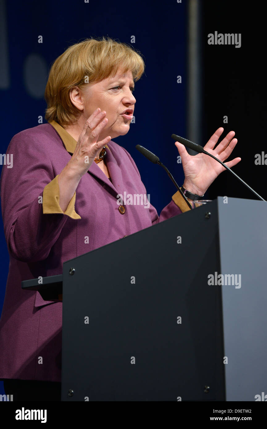 Speech of the Federal Chancellor woman Dr. Angela Merkel CDU Stuttgart ...