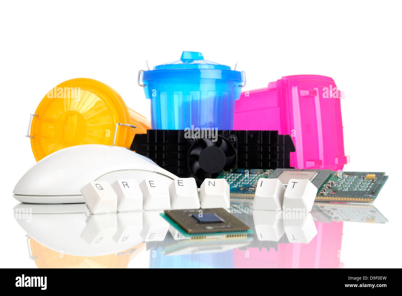 Mouse, computer components and garbage tonnes Mouse, computer of part ...