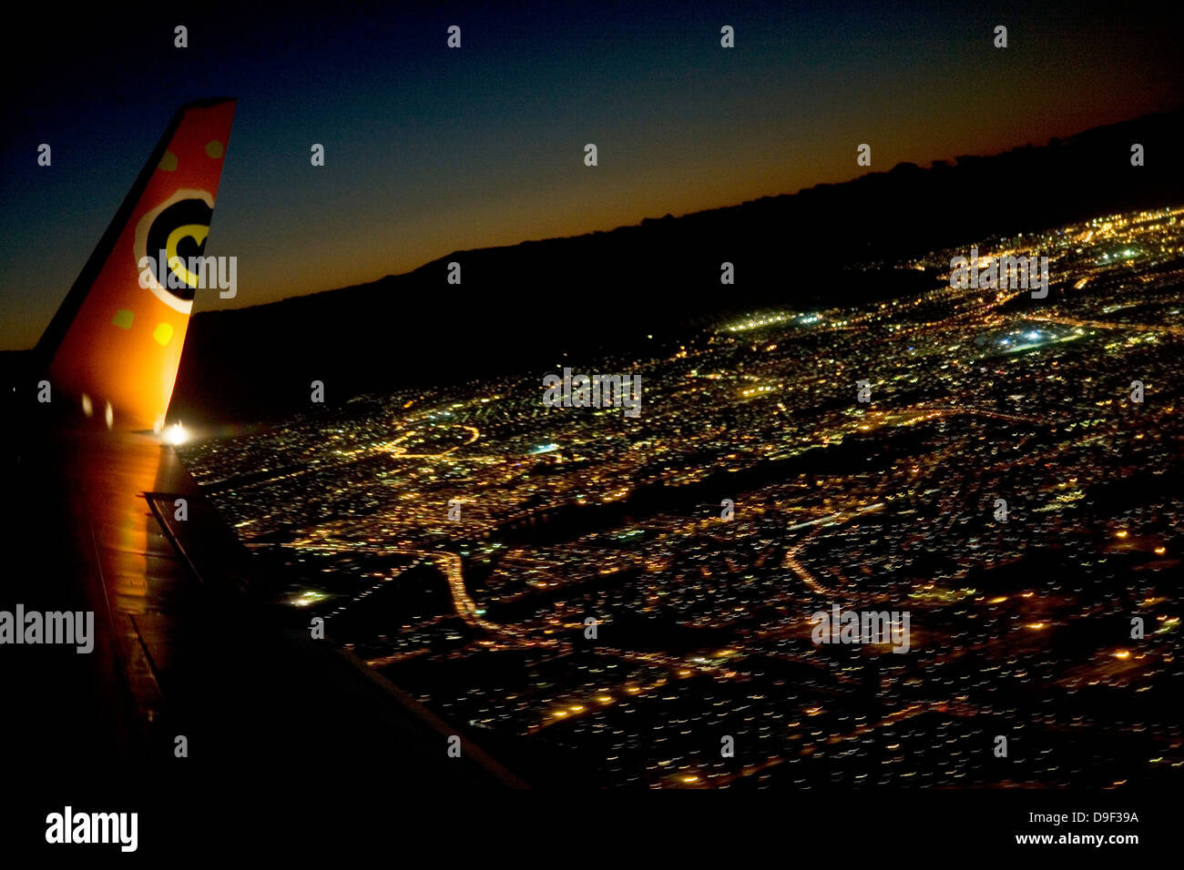 Cape Town air in early evening Cape Peninsula range mountains visible ...