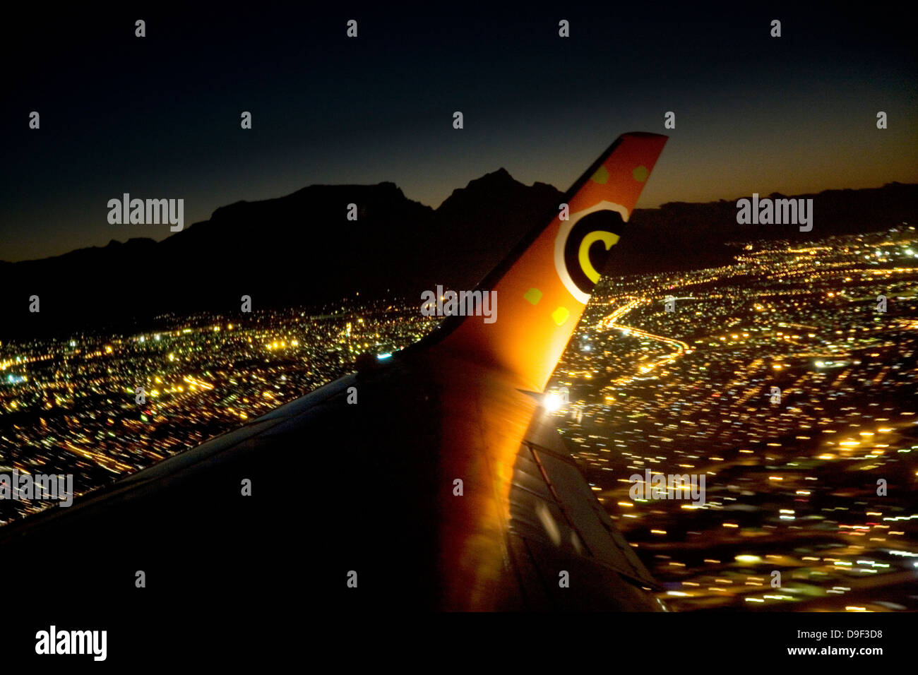 Cape Town air in early evening Cape Peninsula range mountains visible ...