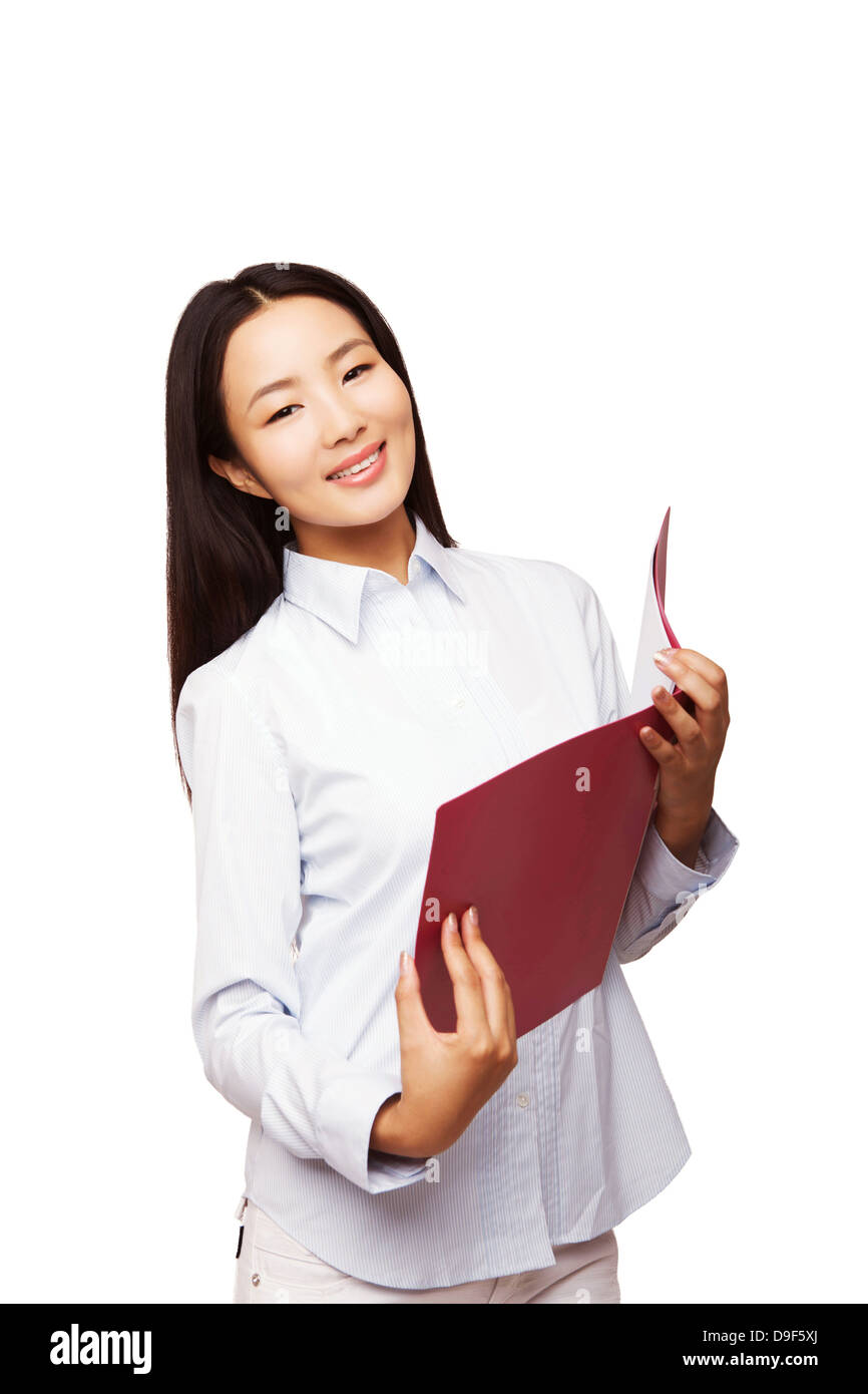 young business woman reading documents Stock Photo - Alamy