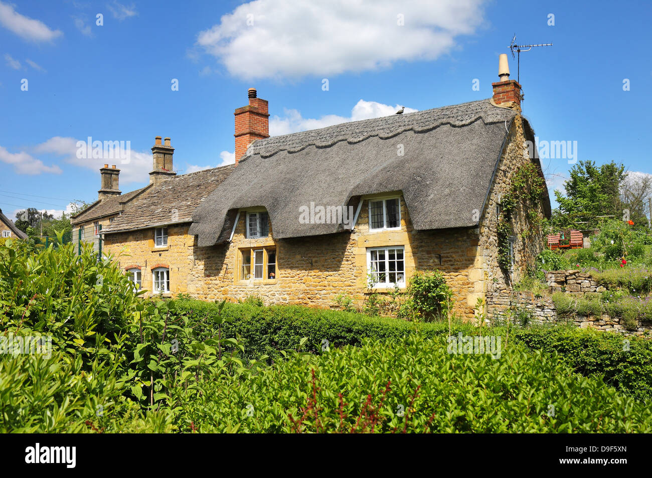 Row of traditional English Village Cottages and gardens Stock Photo - Alamy