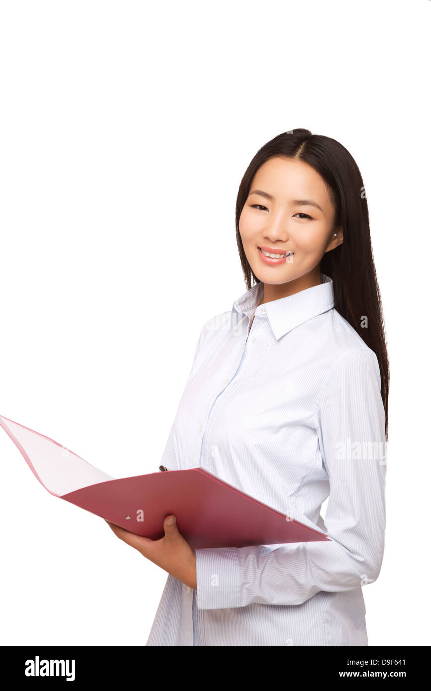 young business woman reading documents Stock Photo - Alamy