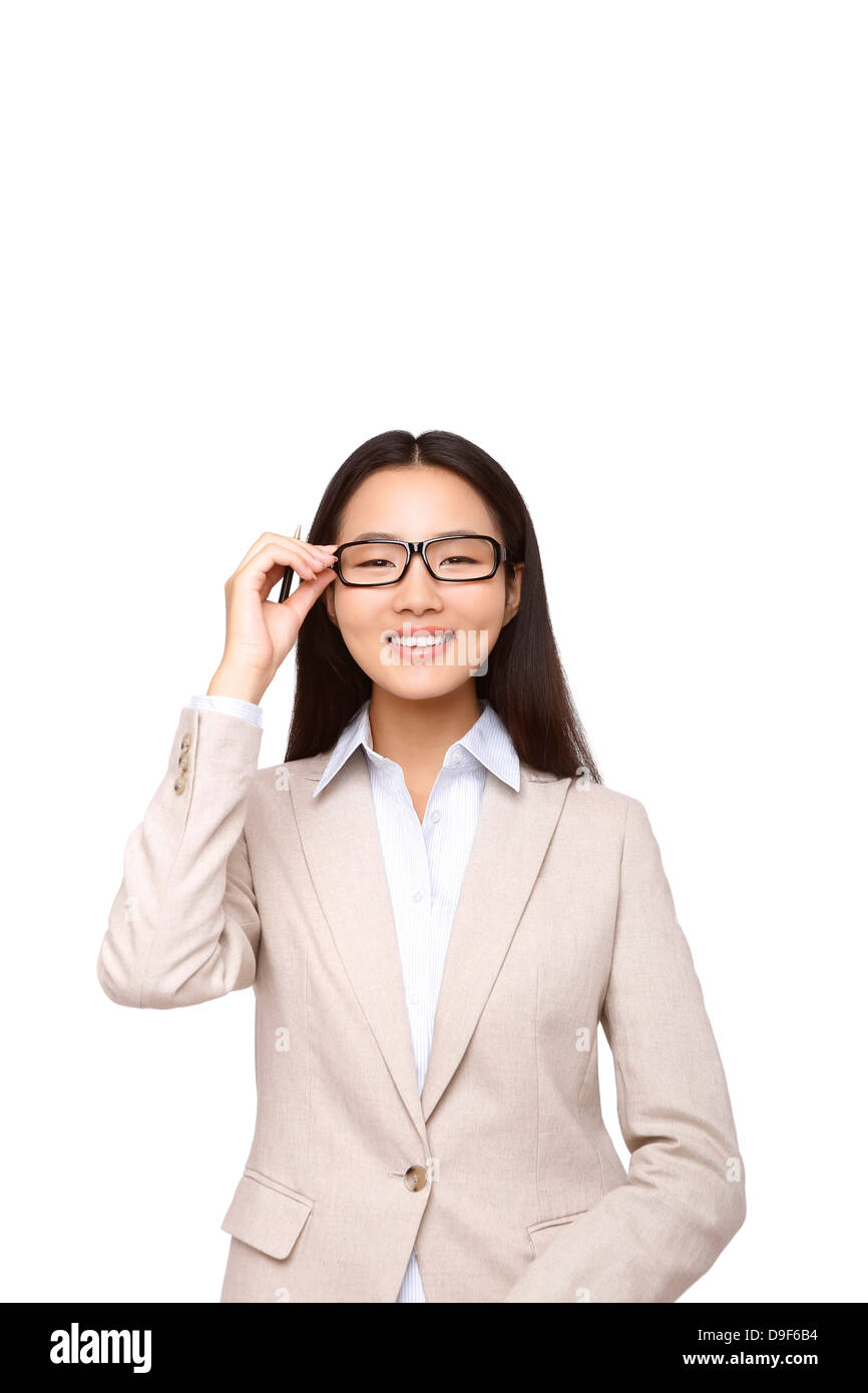 young business woman wearing glasses Stock Photo - Alamy