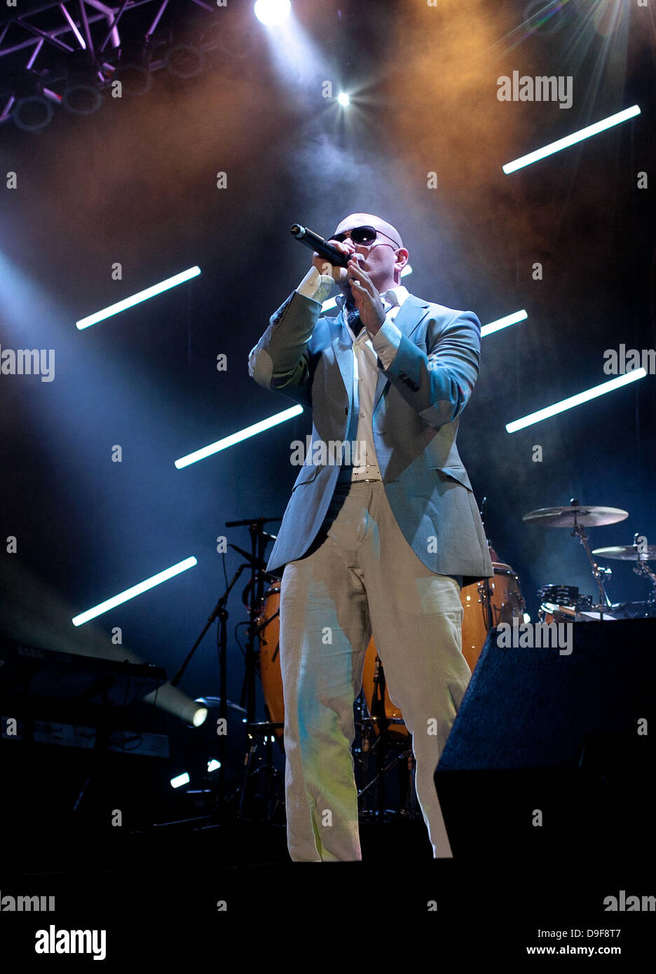 Rapper Pitbull performing on the Music Plaza stage during Mardi Gras at ...
