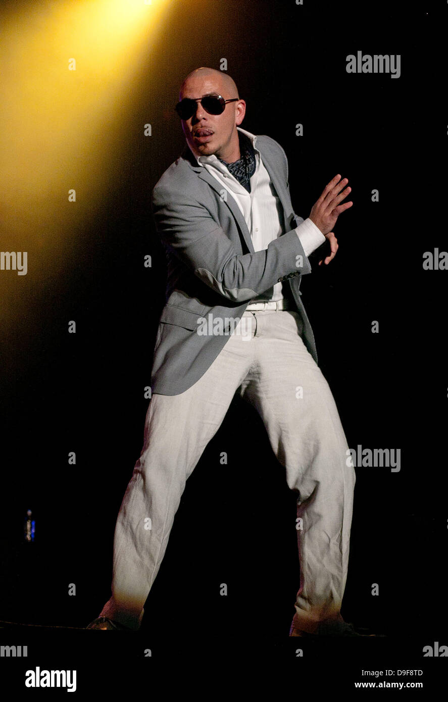 Rapper Pitbull performing on the Music Plaza stage during Mardi Gras at ...