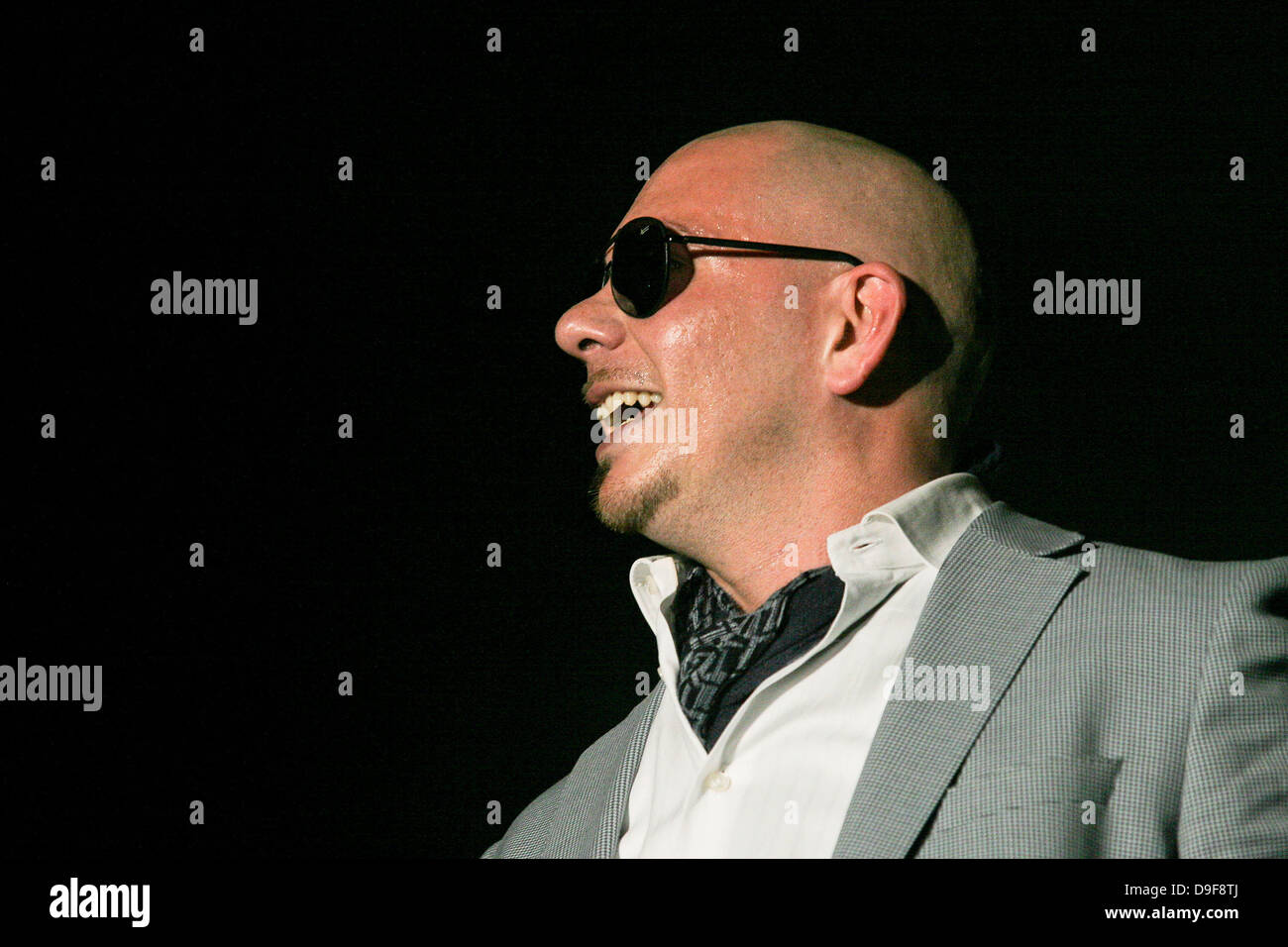 Rapper Pitbull performing on the Music Plaza stage during Mardi Gras at ...