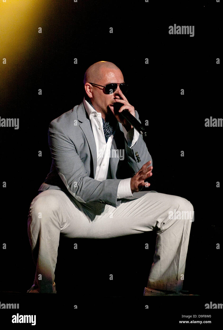Rapper Pitbull performing on the Music Plaza stage during Mardi Gras at ...