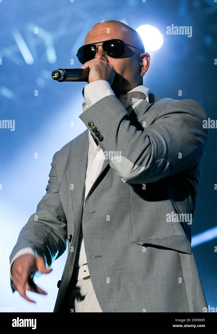Rapper Pitbull performing on the Music Plaza stage during Mardi Gras at ...