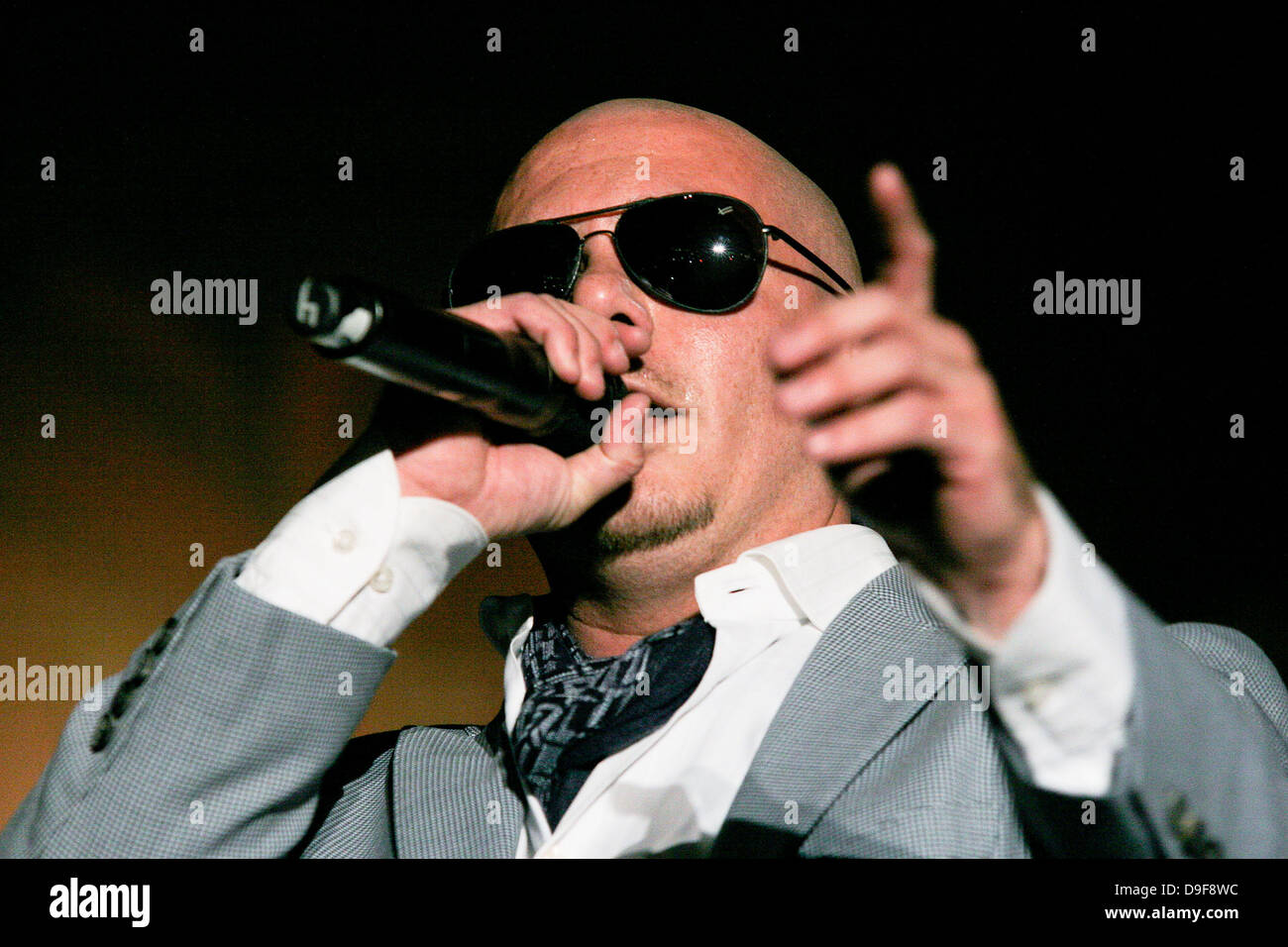 Rapper Pitbull performing on the Music Plaza stage during Mardi Gras at ...