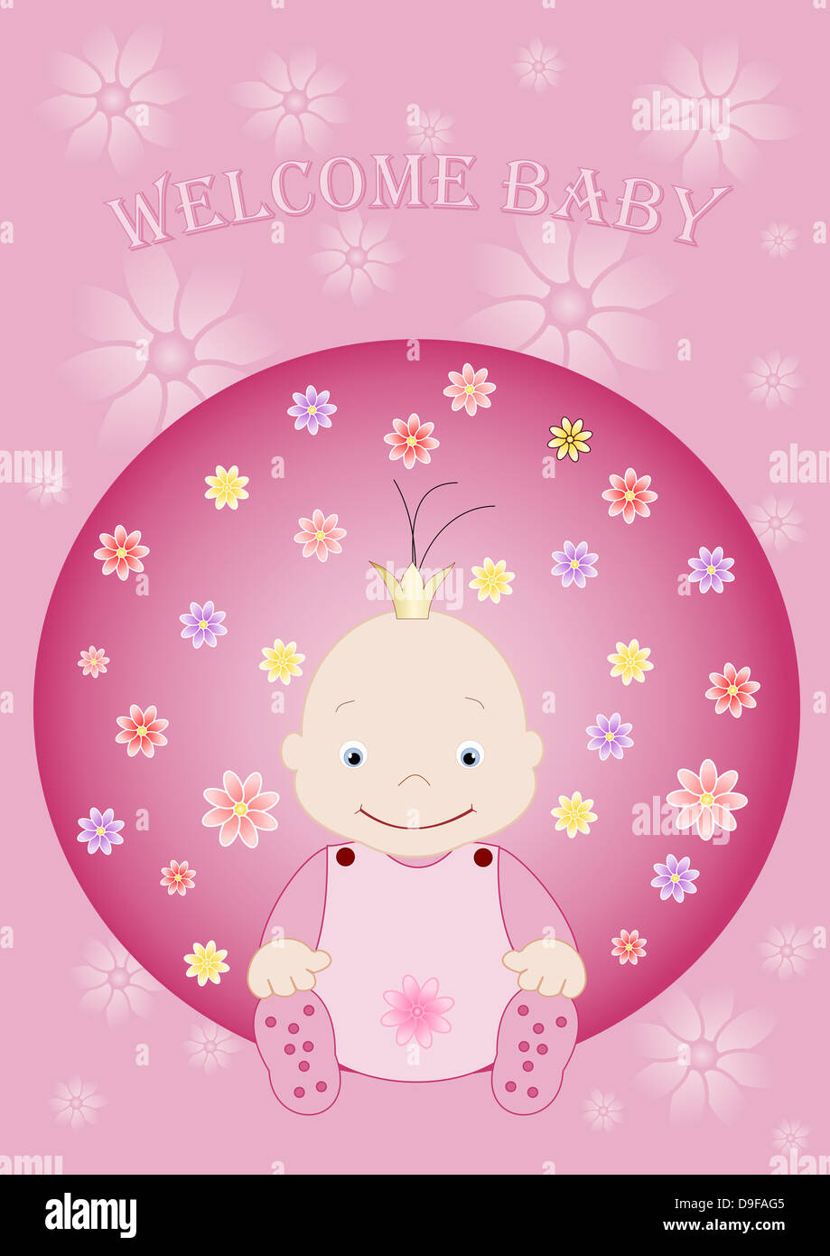 Welcome Baby it is a girl - baby arrival announcement Stock Photo - Alamy