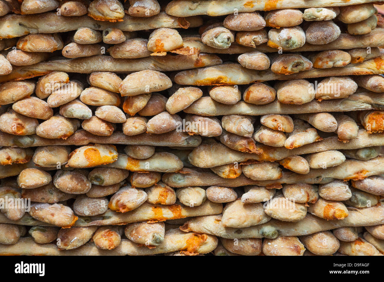 England, London, Southwark, Borough Market, Display of Italian Bread ...