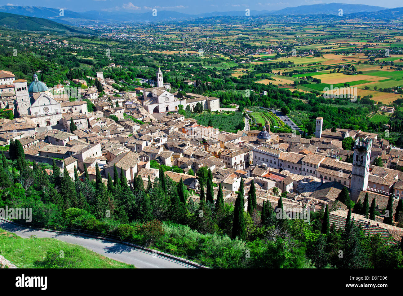 view of medieval assisi town in italy Stock Photo - Alamy