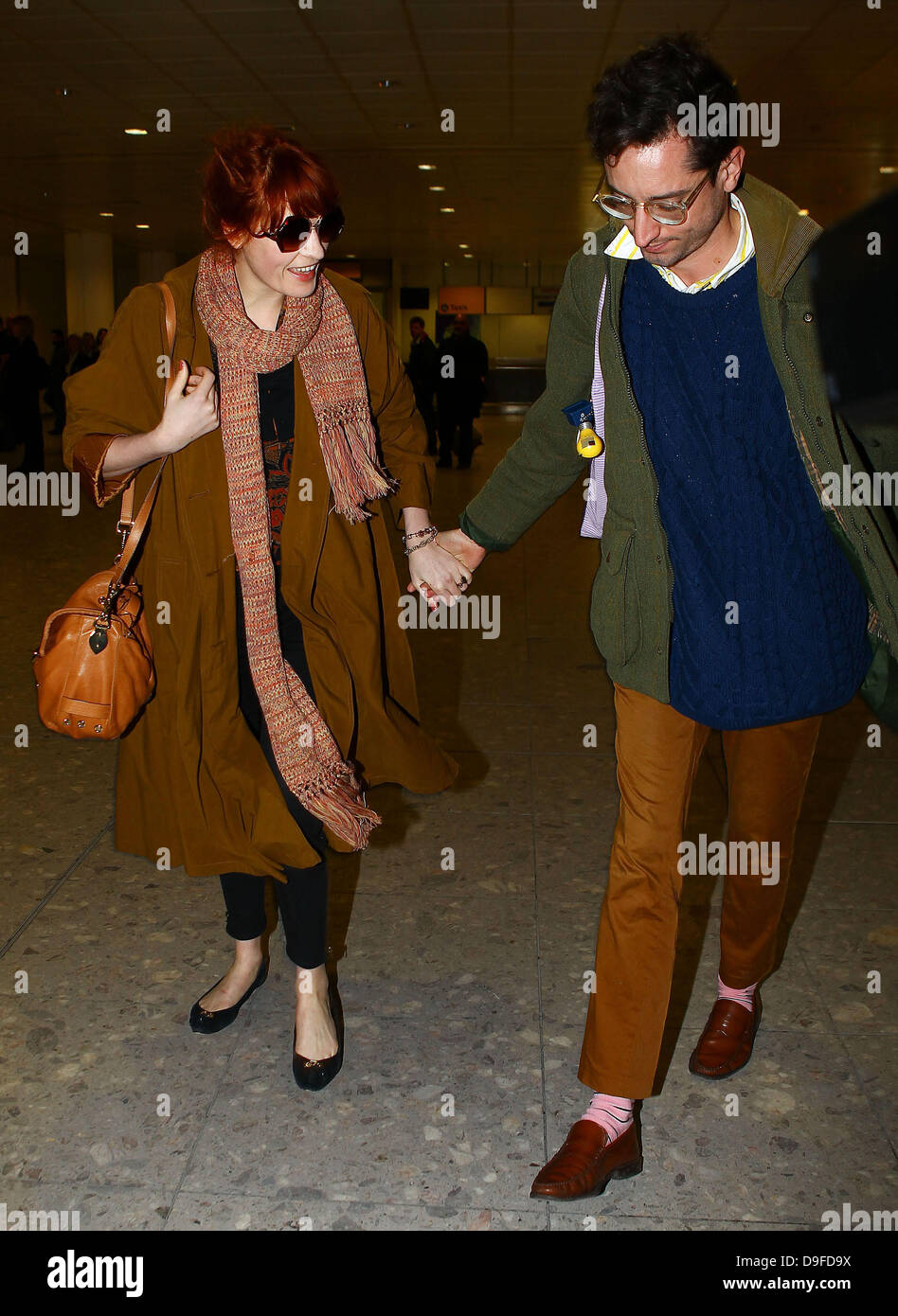 Florence Welch and her boyfriend Stuart Hammond arriving at Heathrow ...